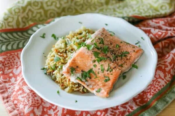 {5 Minute} Pressure Cooker Salmon and Rice Pilaf – Health Starts in the ...
