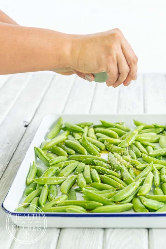 Parmesan Garlic Roasted Sugar Snap Peas – Health Starts in the Kitchen