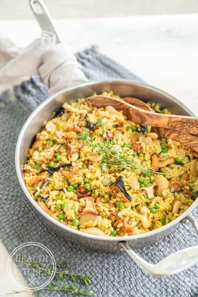 Wild Mushroom Vegetarian Paella Recipe – Health Starts in the Kitchen